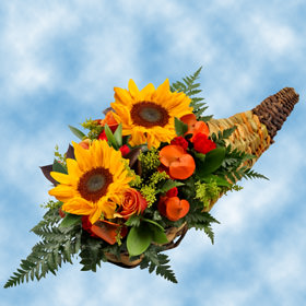Autumn Flower Cornucopias Delivery | Fall Flower Cornucopia | GlobalRose