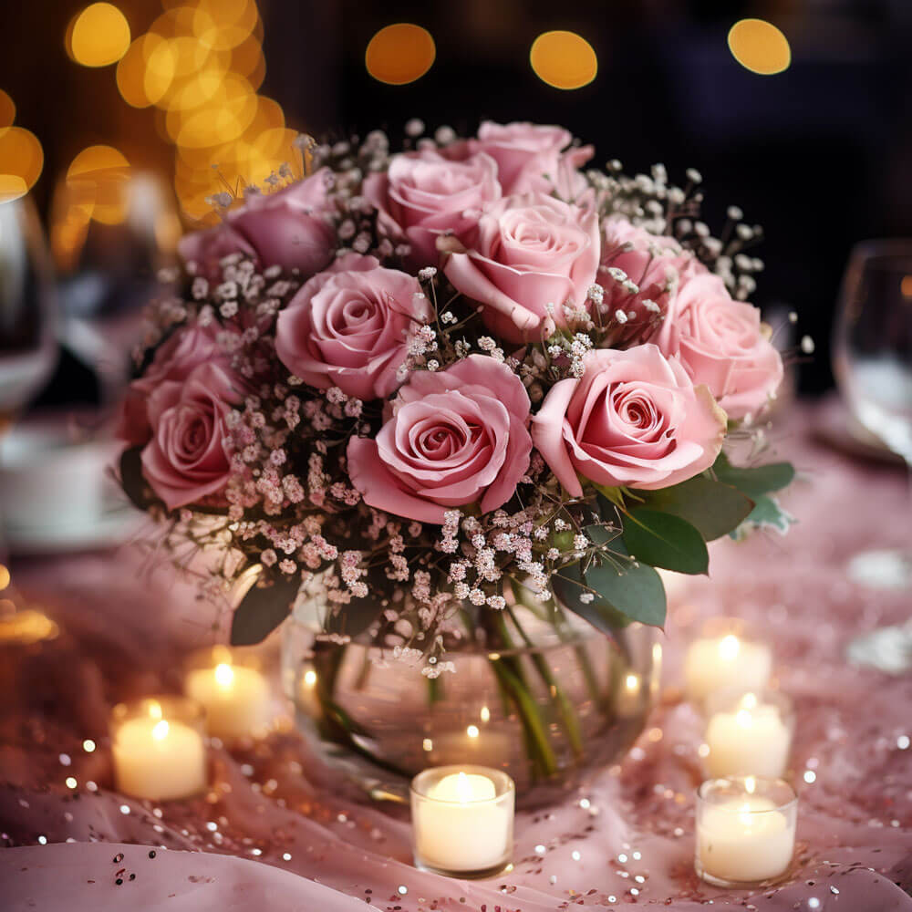 Beautiful Light Pink Wedding Rose Centerpieces | GlobalRose