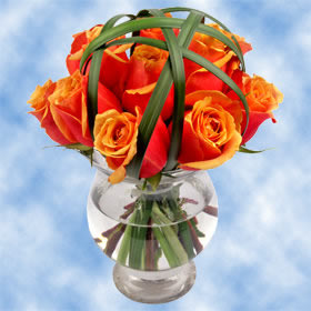 Flower Table Decoration Orange Roses Bouquets | GlobalRose