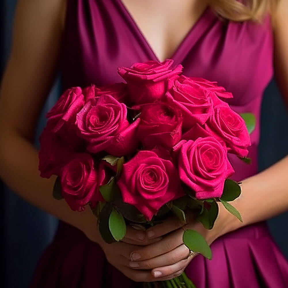Dark Pink Rose Bridesmaids Bouquets Discount Prices | GlobalRose