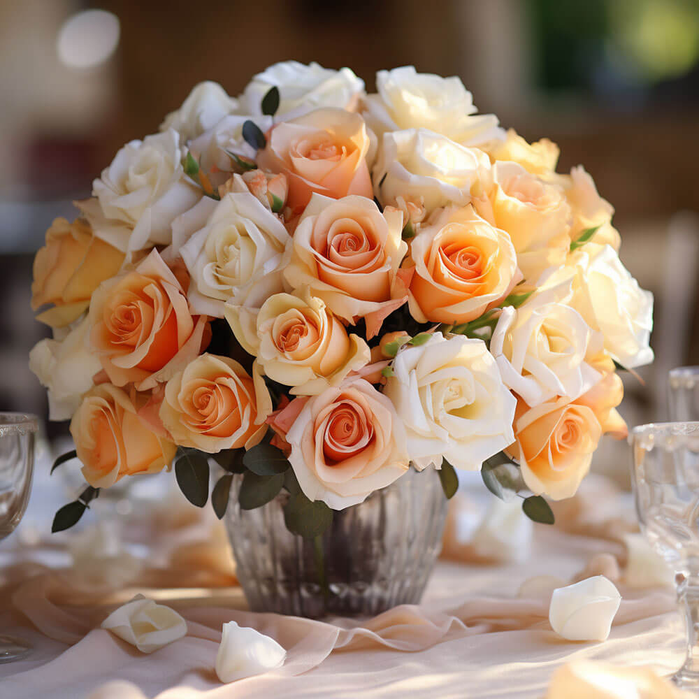 Beautiful Red & Orange Wedding Rose Centerpieces | GlobalRose